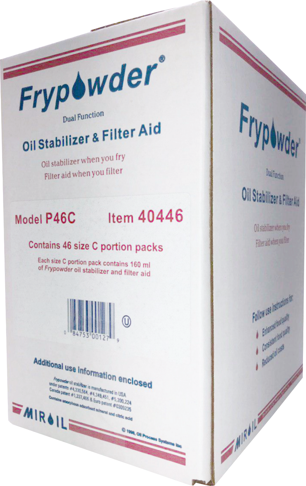 MirOil P46C Fry Powder Oil Stabilizer Filter Aid, 46 x160ml Size C ...