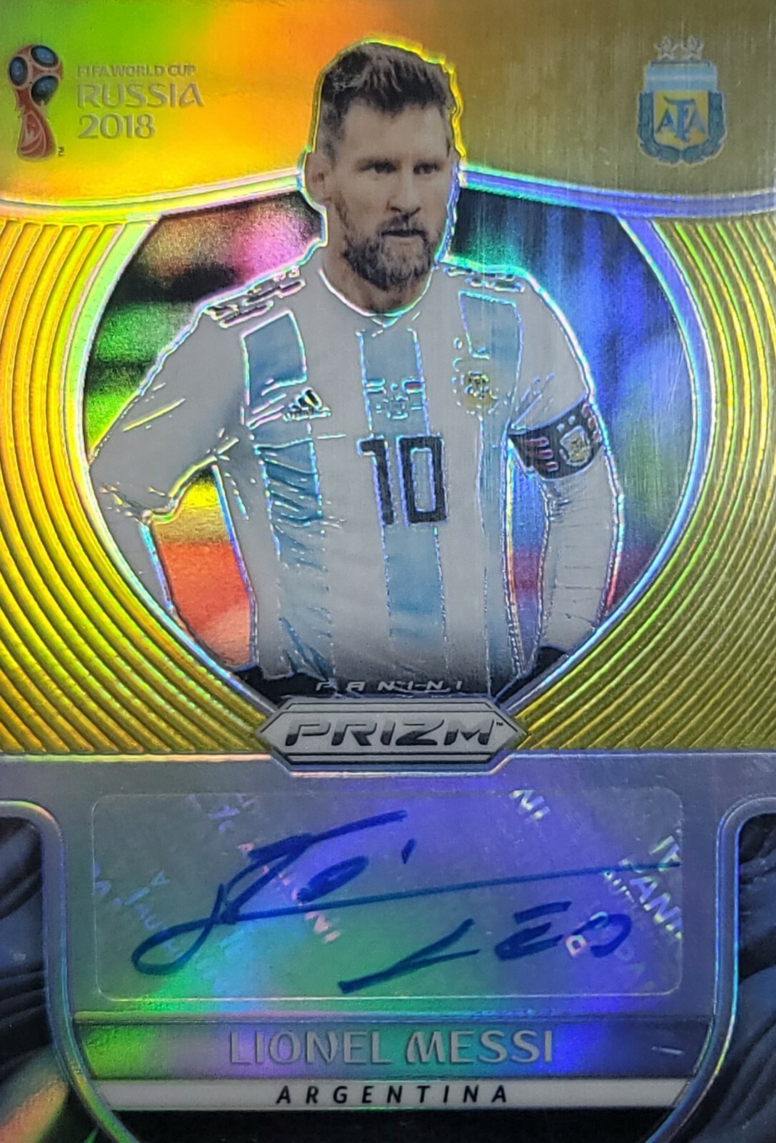 Panini Prizm world cup 2018 Gold Prizm Messi Autograph /10 SUPER RARE ...