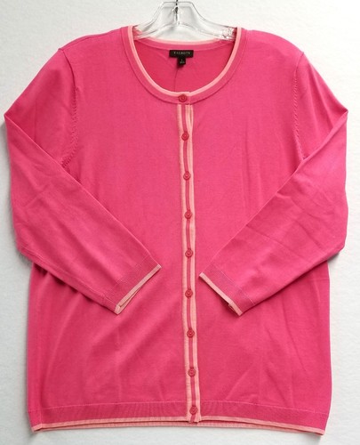 🎀 Talbots Charming Cardigan Sweater ~ Pink Cotton Blend ~ Size Large ...