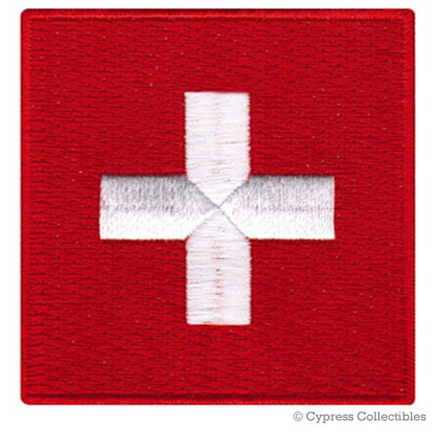 SWITZERLAND FLAG PATCH SWISS CROSS Confoederatio Helvetica embroidered ...