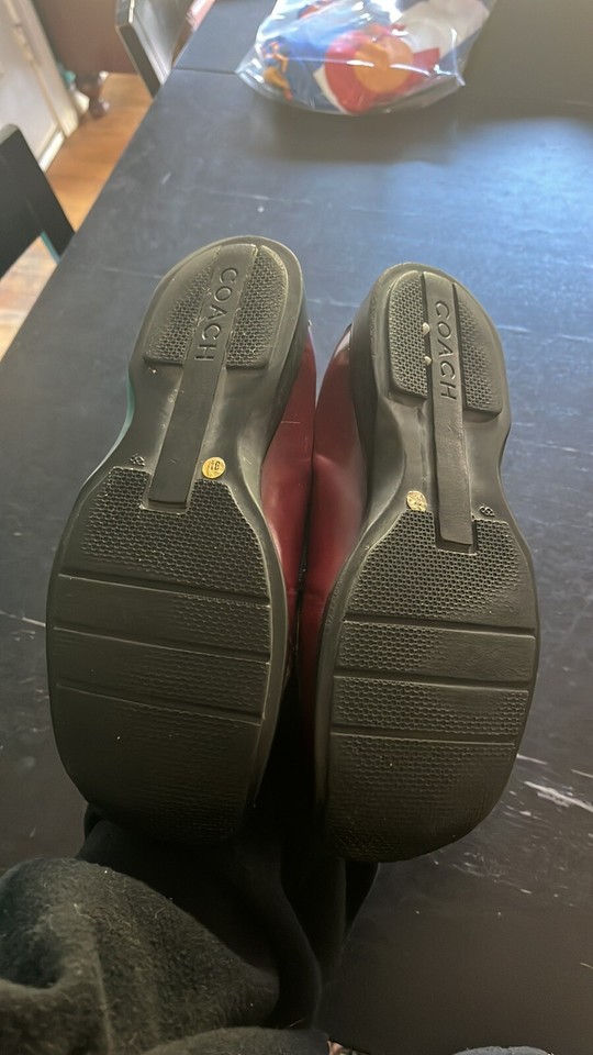 COACH Red Leather Square Toe Loafer Shoes. Slightly Discolored In manufacturing | eBay