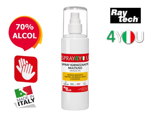 SPRAY IGENIZZANTE MULTIUSO CON ALCOOL AL 70% NON UNGE IDRATANTE 125ML ...
