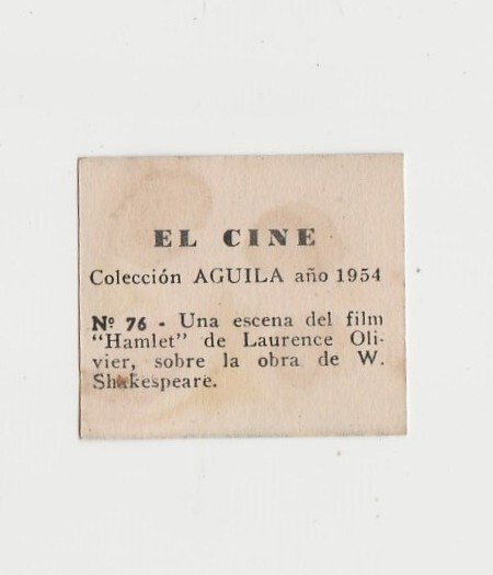 Laurence Olivier in Hamlet 1954 Aguila El Cine Paper Stock Trading Card ...