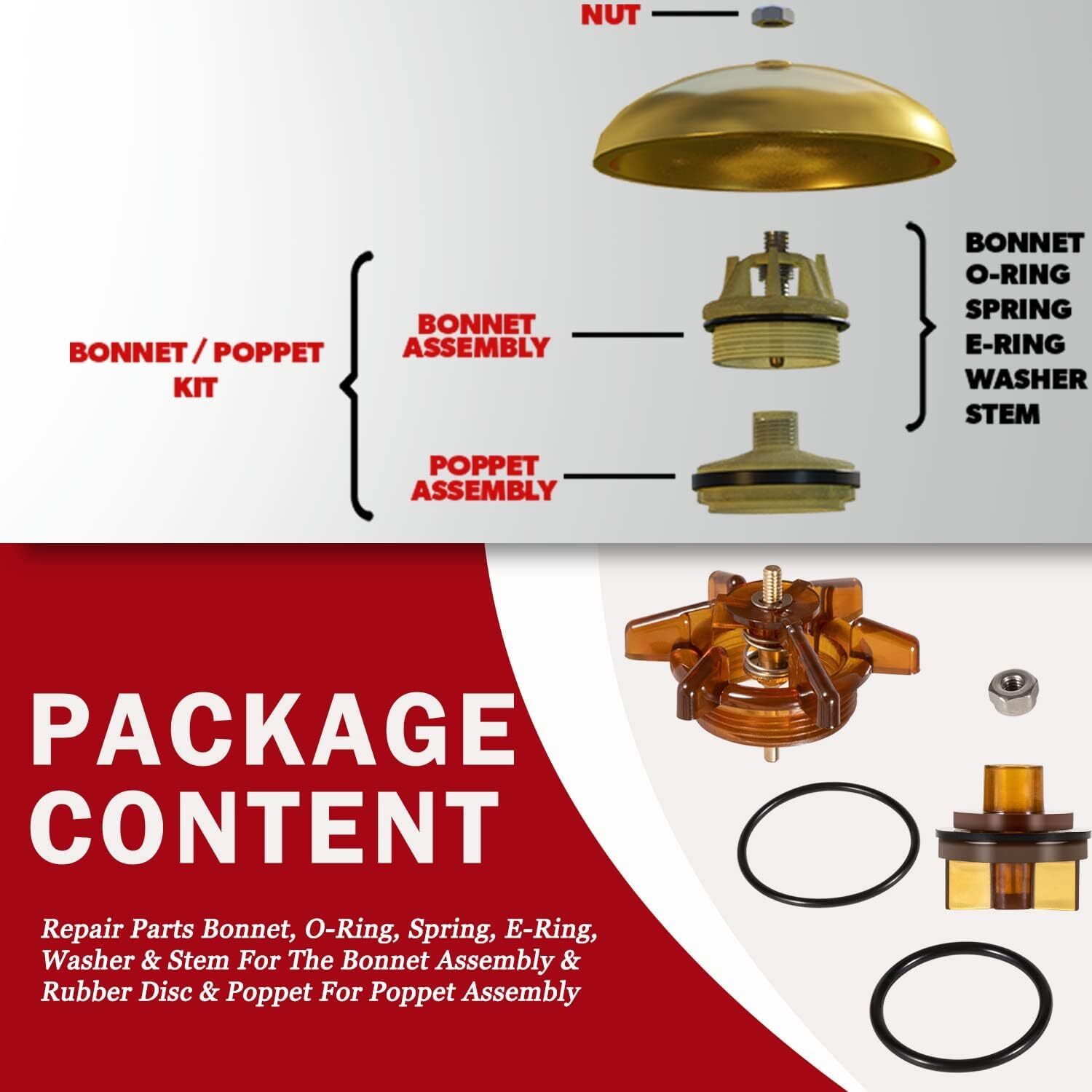 905-211 Bonnet & Poppet Assembly Repair Kit for Febco 765CBV 765DBV 1/2 ...