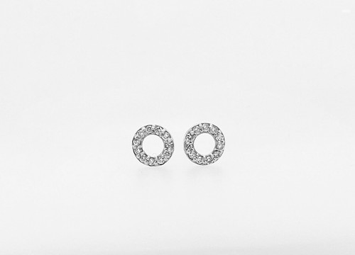 14K White Gold Round Natural Diamond Circle Push Back Stud Earrings 0 ...