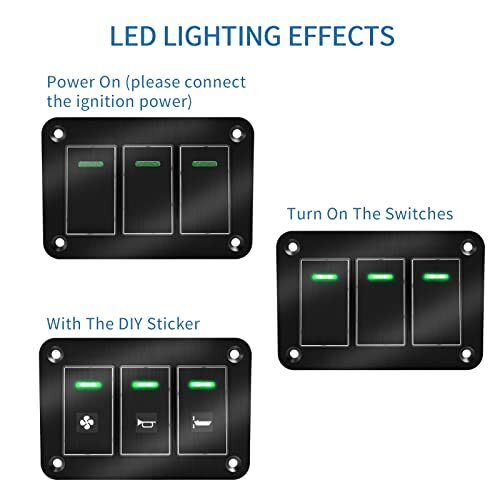 Rocker Switch Panel – 3 Gang Aluminum Toggle Switch Panel 12V/24V ...