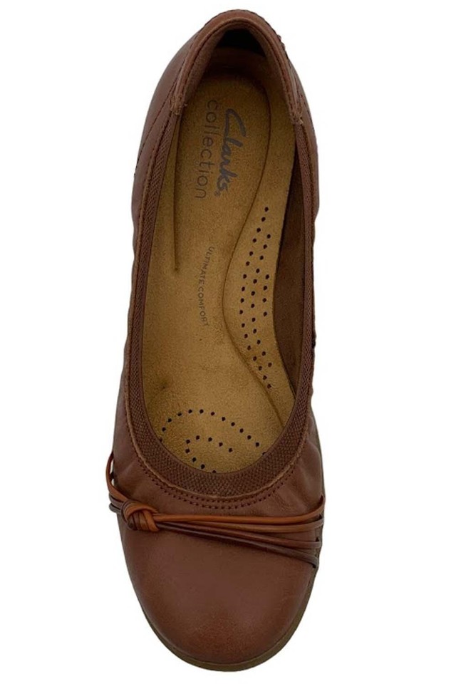 Clarks Collection Leather Ballet Flats Meadow Rae Tan Leather | eBay