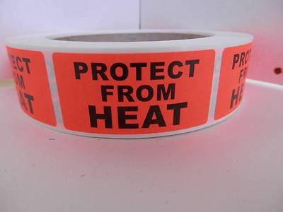 250 Stickers 1"x2" Warning Label PROTECT FROM HEAT red fluorescent | eBay