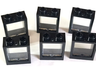 LEGO 1x2x2 Window Frame Black with Transparent Glass Part 60592 LOT OF ...