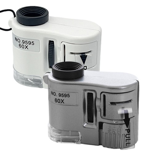 60X Handheld Mini Pocket Microscope Loupe Jeweler Magnifier With LED UV ...