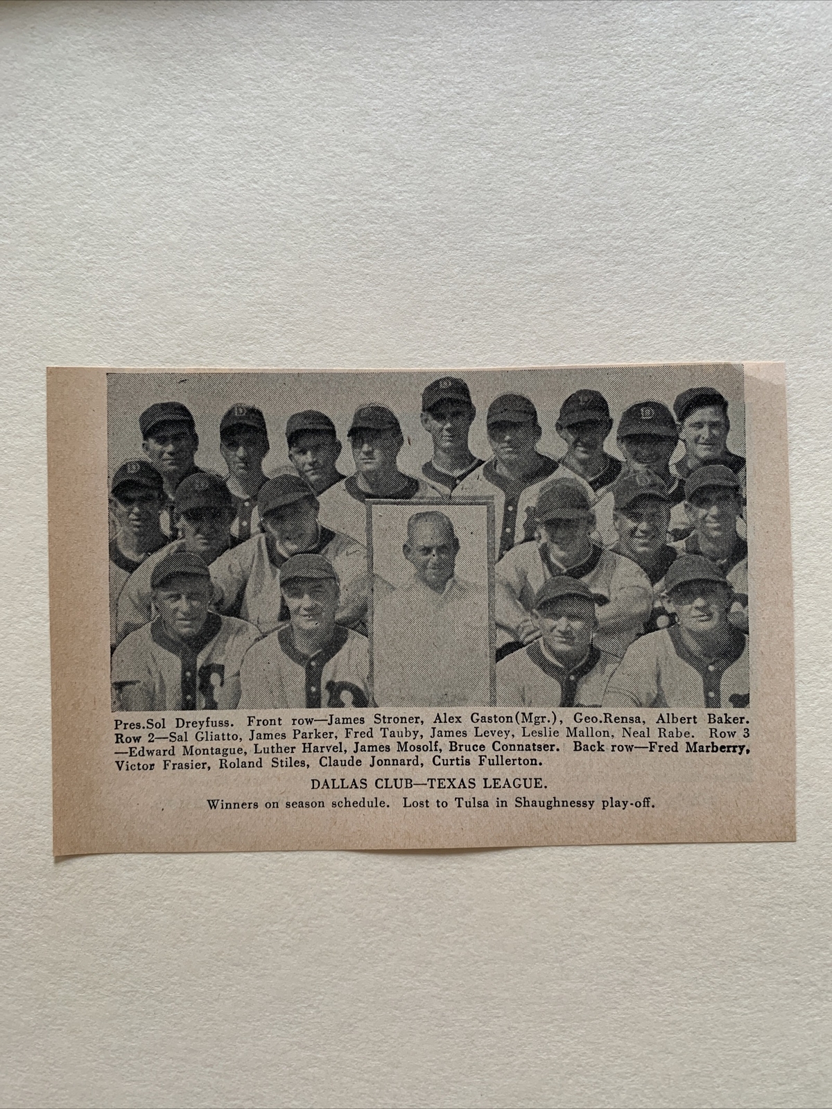 Dallas Steers Firpo Marberry & Tulsa Oilers 1936 Baseball Team Picture ...