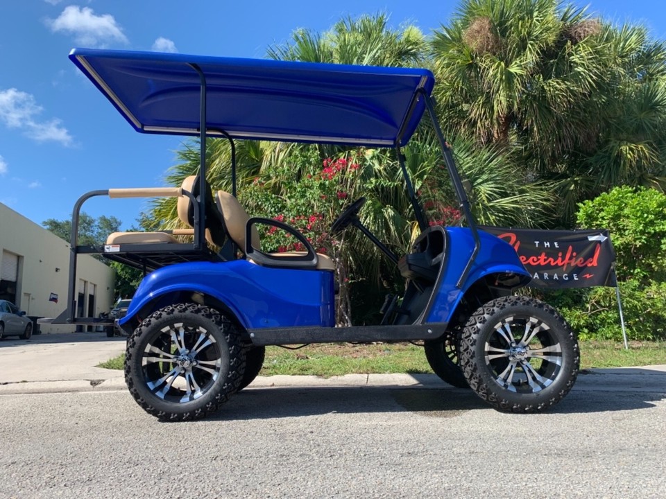 REFURB navy 2017 ezgo 48v txt 4 seat Passenger golf cart alloy rims ...