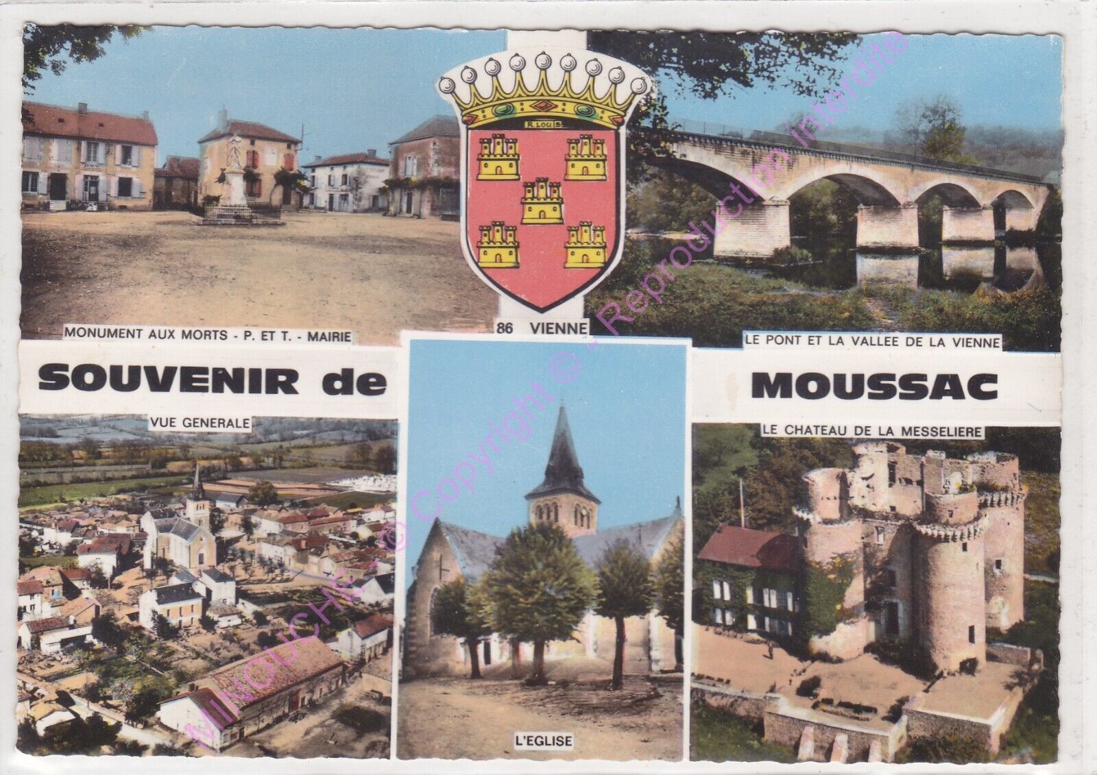 Cpsm 86150 Moussac Multiviews Souvenir Blason Edt Combier | eBay