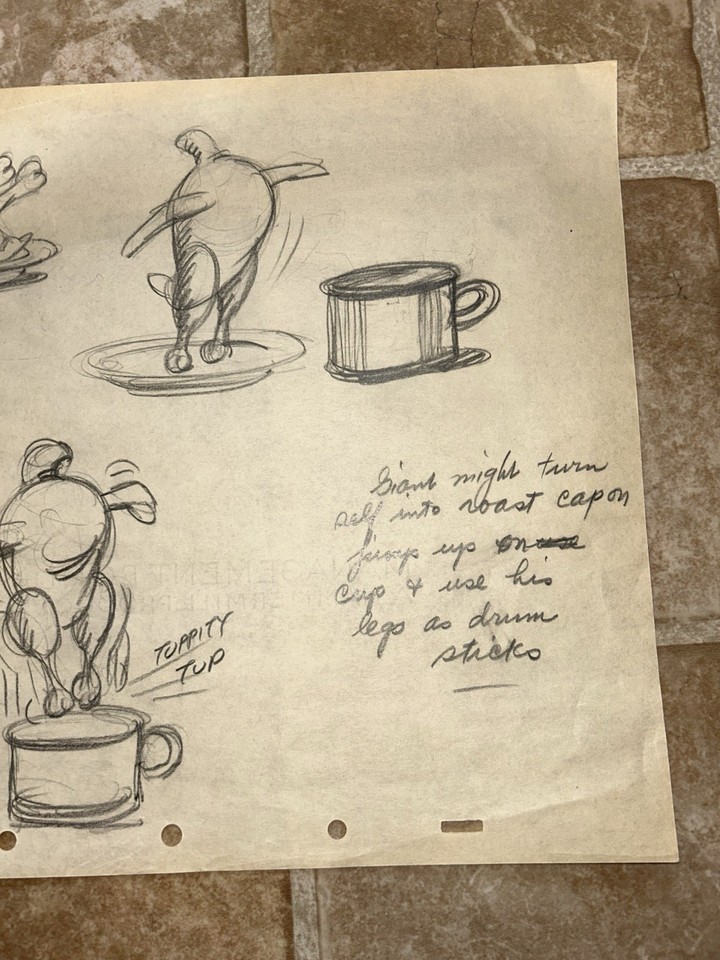Walt Disney Studio Gag Storyboard Drawing Mickey And The Beanstalk 1947 ...