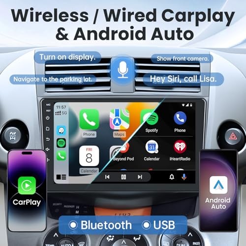 Double Din 9 Inch Touchscreen Car Stereo with CarPlay, Android Auto ...