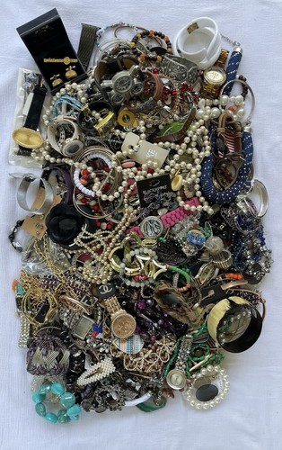 Huge Junk Drawer 17+ Pound Jewelry Lot Wear Repurpose Crafts Parts ...