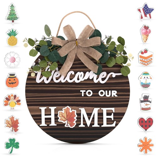 Interchangeable Welcome Sign – Signs for Front Door, Rustic Wooden | eBay