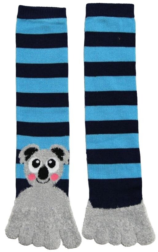 12 Pairs Fuzzy Animals Toe Socks Calf Length Funny Feet Striped Winter ...