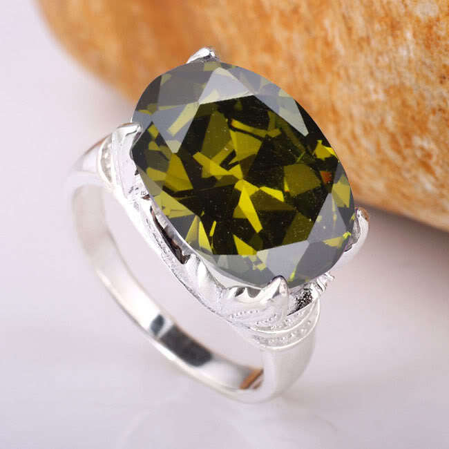 Big Oval Stone Lady .925 Sterling Silver Ring Birthday Gift Size 6 to 9 ...