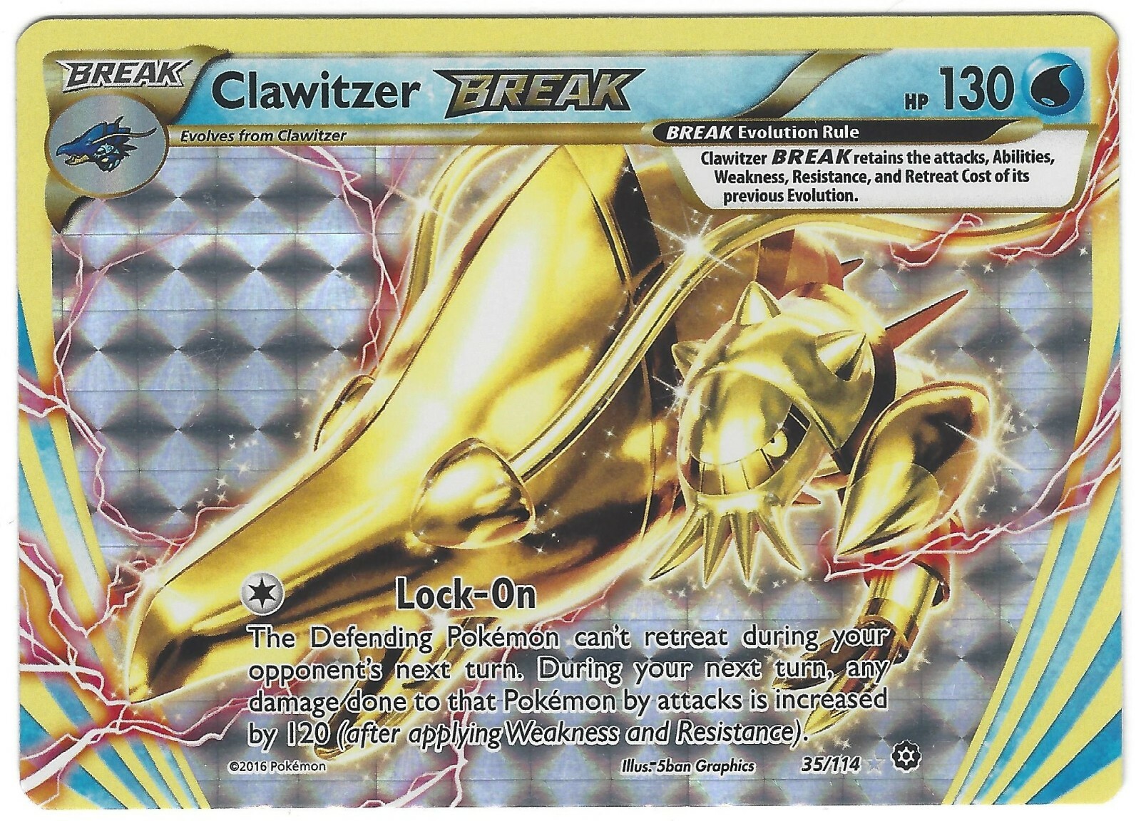 POKEMON XY Steam Siege NM Near Mint RARE Holo #35/114 CLAWITZER BREAK ...