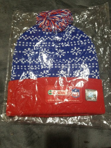 Castrol NFL Beanie Toboggan Knit Hat U.S.A Red Blue and White. | eBay