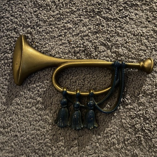 SEXTON HOME WALL DECOR CAST METAL ART BUGLE & TASSELS VINT. USA Lot X96 ...