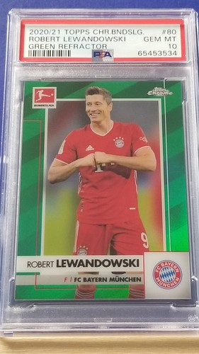 Robert Lewandowski - 2020-21 Topps Chrome Bundesliga Green Refractor ...