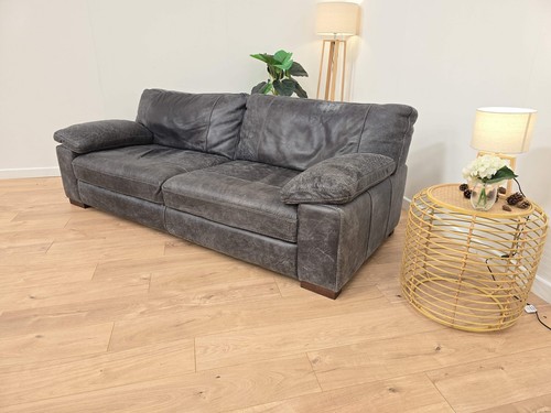 Linara 4 Seater Sofa - Leather - Utah Grey | eBay UK