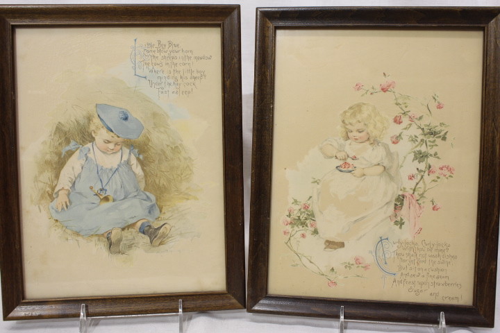 Lot of 10 Framed 1891 Frederick Stokes/Maud Humphrey Nursery Rhyme ...