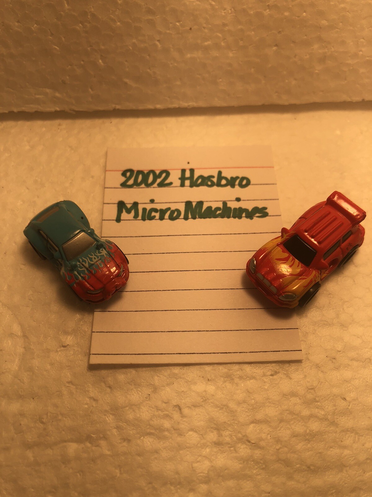 Hasbro Micro Machines Red Car W/Orange Flame & Blue Car W/red Flames ...