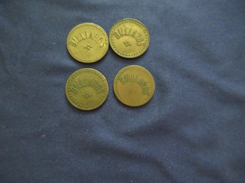 4 Vintage Brass ELS Billiards Brass Trade Tokens Pool Hall | eBay