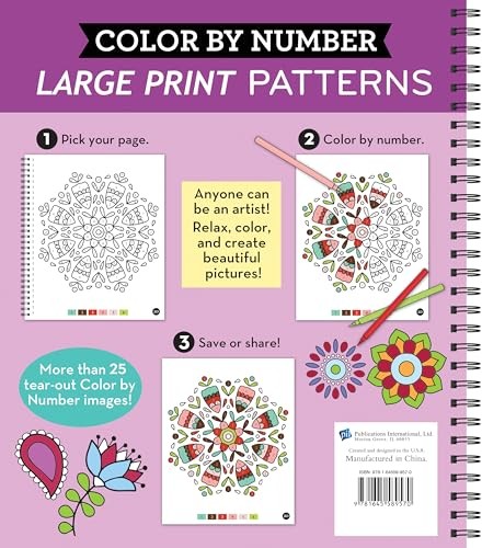 Brain Games - Color by Number - Large Print: Patterns (Stress Free ...