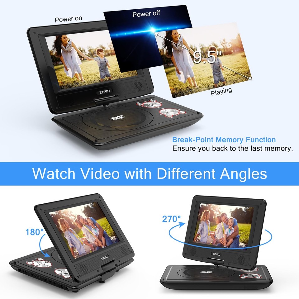 Portable DVD Player 11.5" with Swivel Screen, 5-Hour Battery, Car Use ...