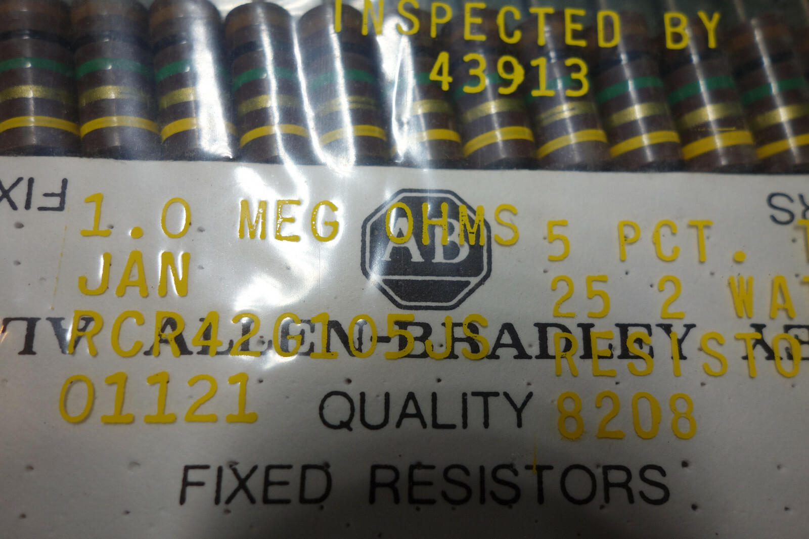 2 Ea Allen Bradley Mil Spec RCR 1 Meg 2 Watt 5% Carbon Comp Resistors ...