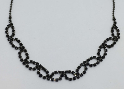 Black Rhinestone Necklace Choker Icing Brand Strand String Metal ...