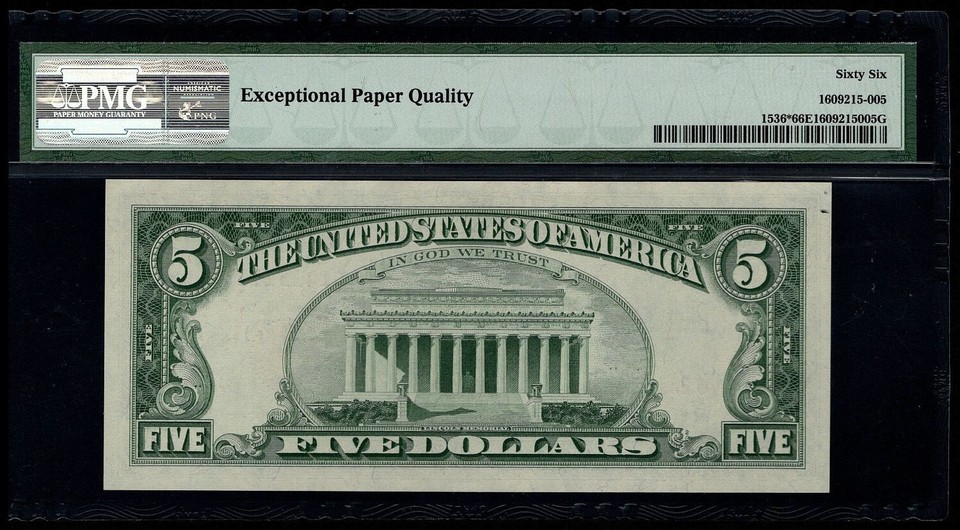 1963 $5 Legal Tender US Note Red Seal STAR NOTE REPLACEMENT NOTE PMG 66 ...