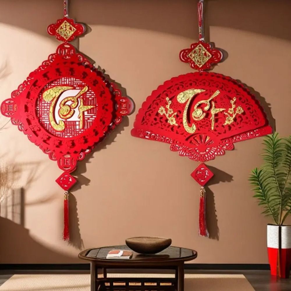 Red Flocking Spring Festival Tassel Pendant Chinese Knot Pendant Living ...