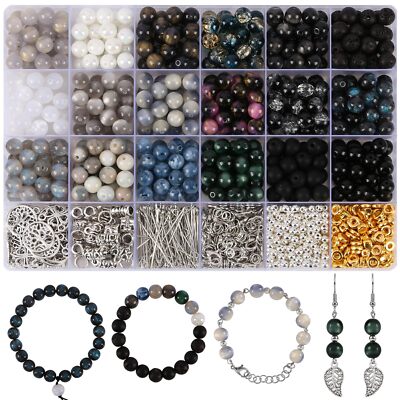 450Pcs Stone Jewelry Making Kit Crystal Stone Beads Bracelet Earring ...