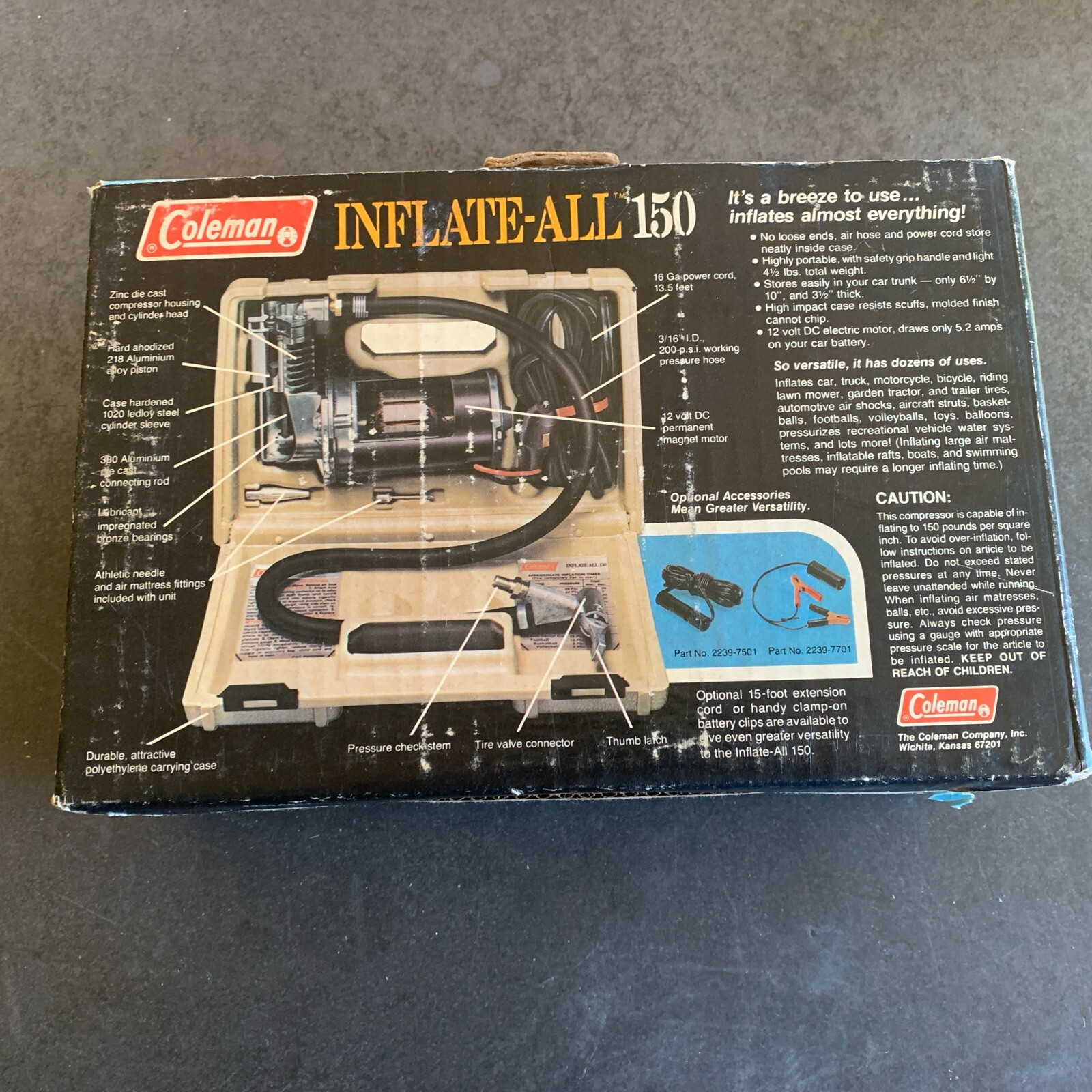 Vintage Coleman Inflate All 150 Portable 12V Air Compressor Works ...