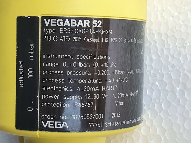 VEGA VEGABAR 52 Br52 Pressure Transmitter Sensor for sale online | eBay