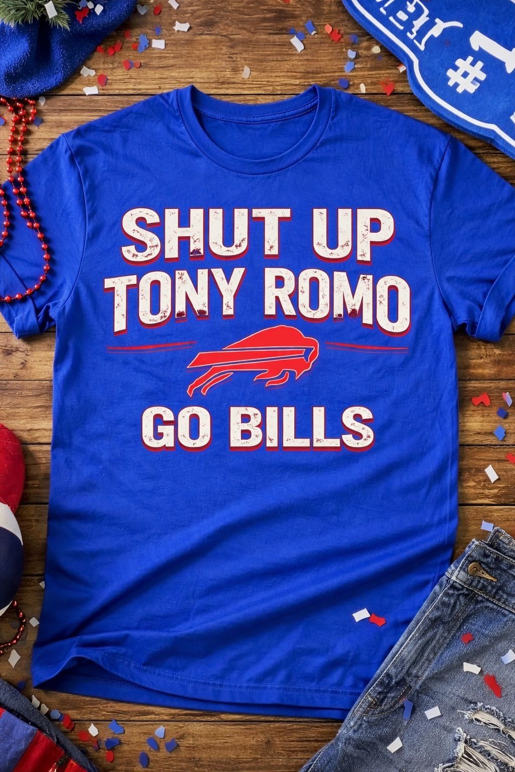 Shut Up Tony Romo Tee, Funny Football Commentary Shirt, Bills T Shirt ...
