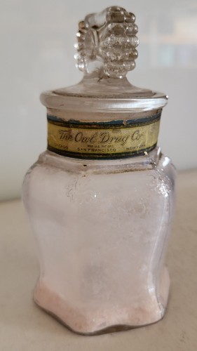 THE OWL DRUG CO. SKIN CREAM COSMETIC JAR BOTTLE SAN FRANCISCO NEW YORK ...