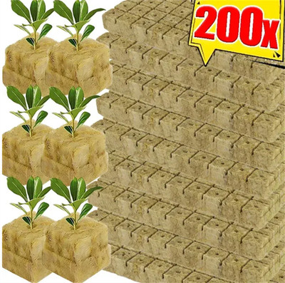 200X Soiless Rockwool Propagation Planting Cubes SBS Seeds Cuttings ...