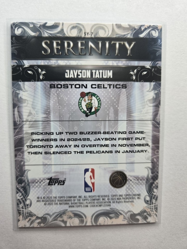 Jayson Tatum 2025-26 Topps Chrome Serenity #SY-7 Boston Celtics AA49 ...