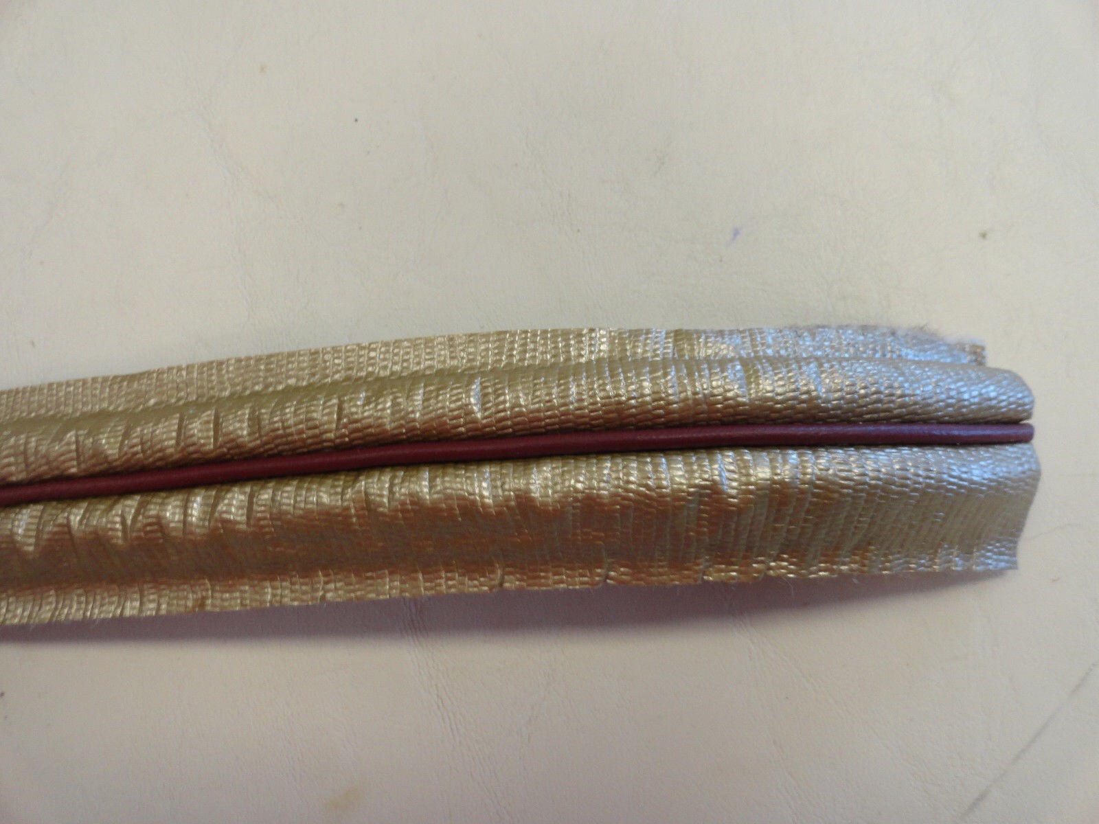 BENTLEY METALLIC GOLD / BURGUNDY VINYL DOUBLE PIPING WELTING TRIM 18 ...