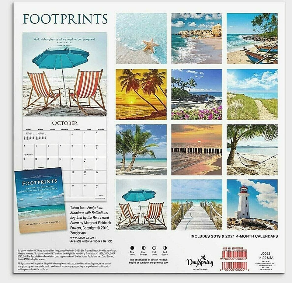 2020 Footprints 16 Month Wall Calendar by DaySpring 12" X 12" closed | eBay