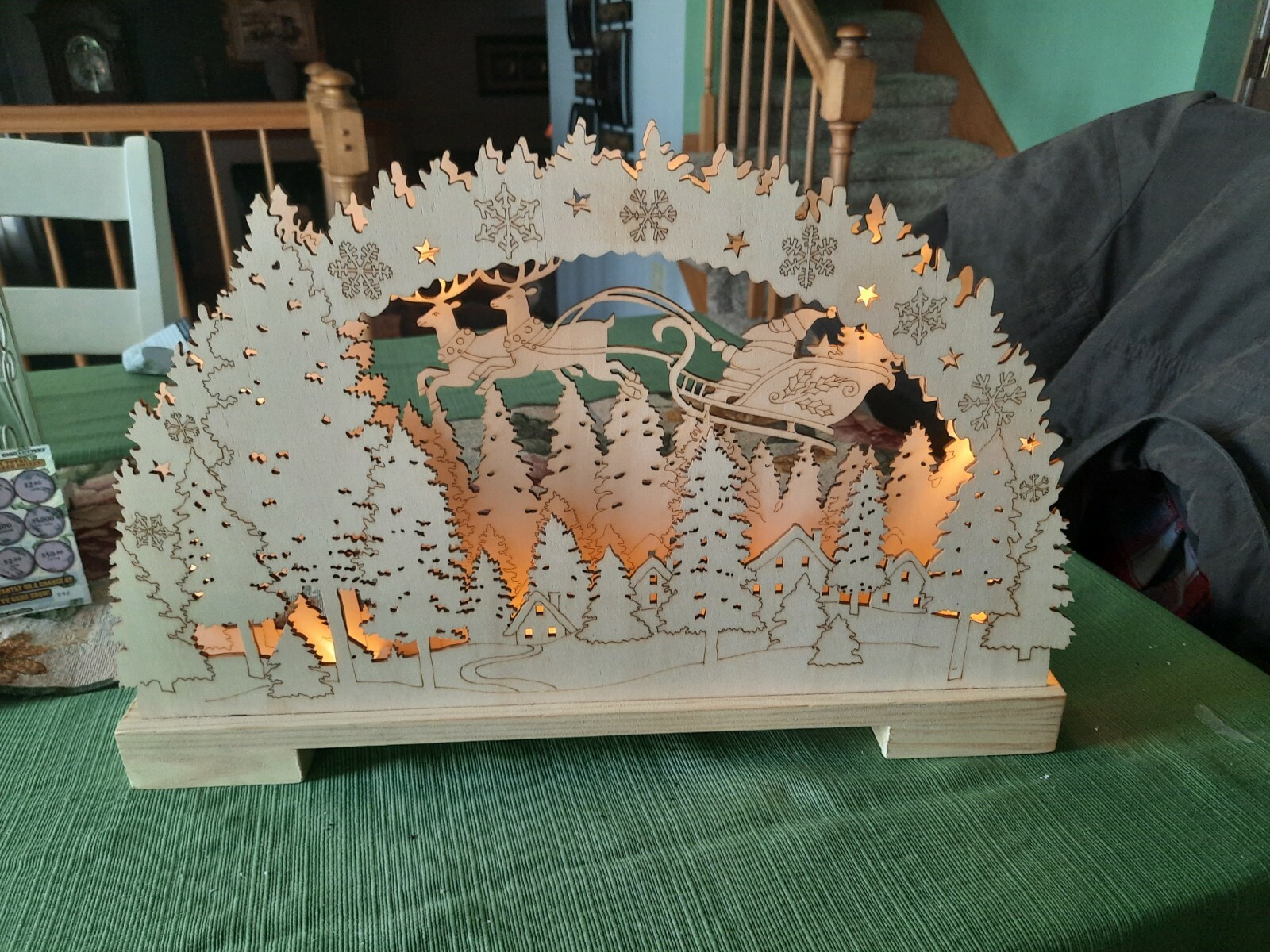 HALLMARK Wooden Laser Cut Light Up Christmas Table Top Scene Display ...
