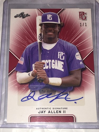 JAY ALLEN II 2020 LEAF PERFECT GAME GAMEDAY RED BLANK BACK AUTOGRAPH #1 ...