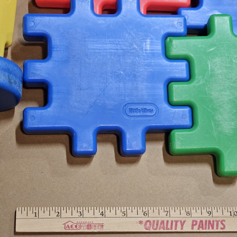 Vtg 14 Pc Lot Little Tikes Large Size 8" Waffle Blocks Wheels Axels | eBay