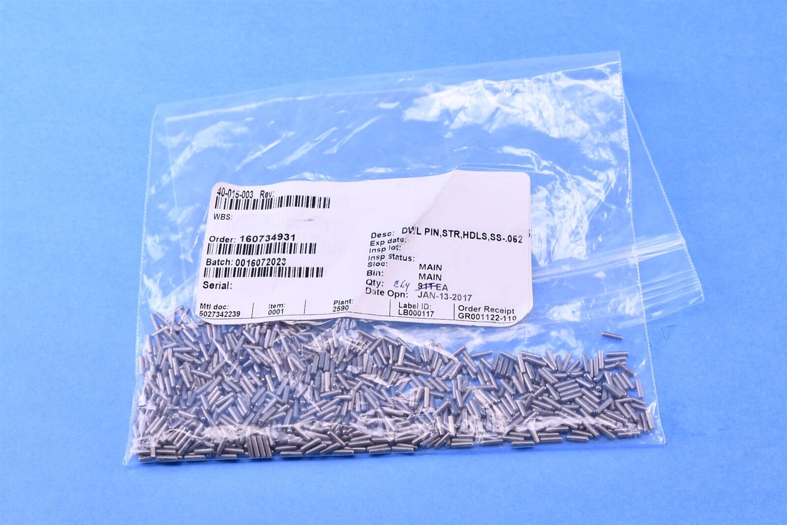 850 McMaster-Carr Pin Dowel STR HDLS Stainless Steel 6.40mm x 1.55mm SS ...